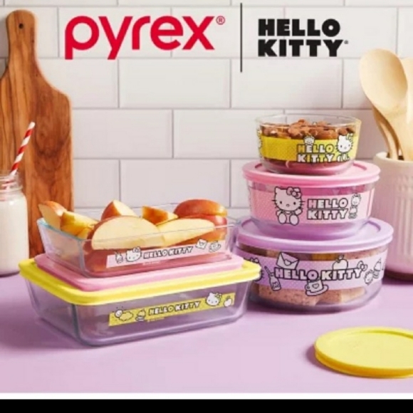 Pyrex | Kitchen | Pyrex Hello Kitty Piece Glass Food Storage Set | Poshmark